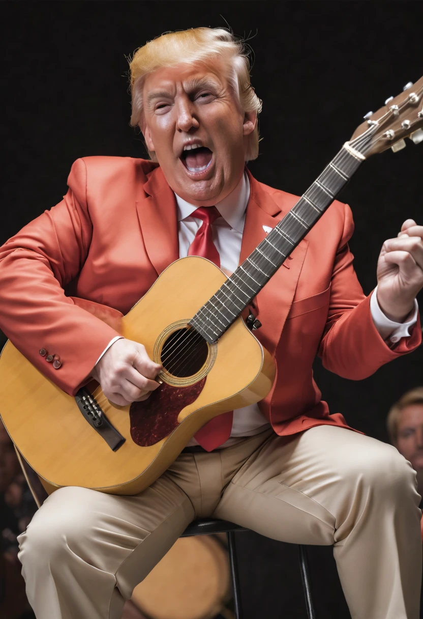 Donald trump playing guitar - SeaArt AI