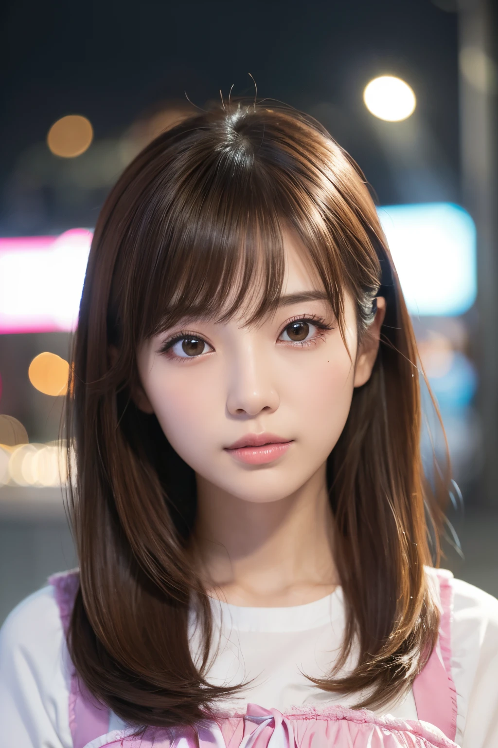 A woman with long hair and a pink dress posing for a picture - SeaArt AI