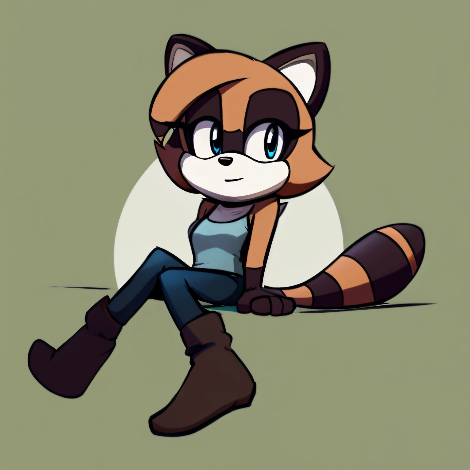 A cartoon raccoon sitting on the ground with his legs crossed - SeaArt AI