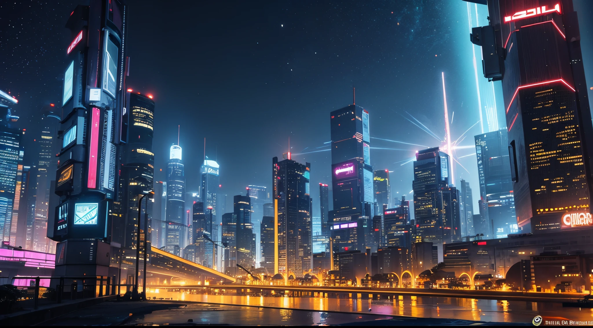 A view of a city at night with a lot of lights - SeaArt AI