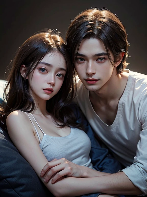 2 boys 17 years old, , Light-brown hair, azure blue big eyes - SeaArt AI