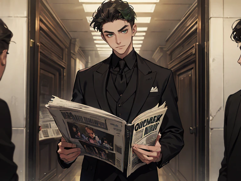 ((One young man with a black suit and tie)), gotham, alejandro - SeaArt AI