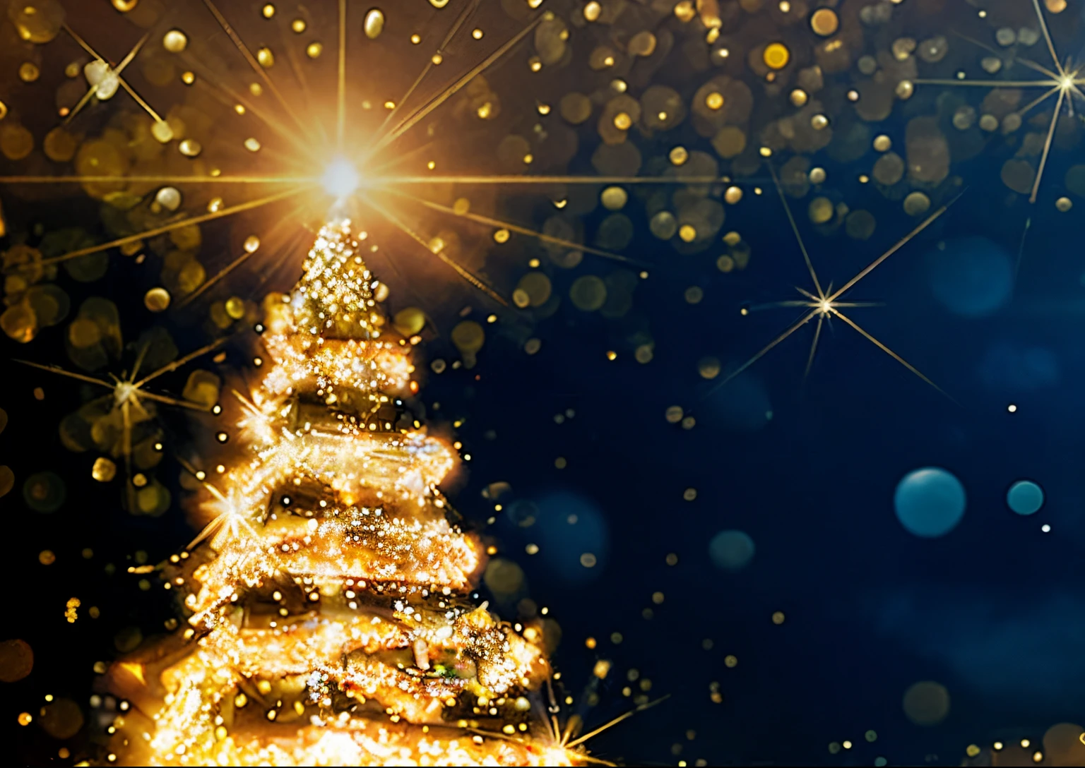 A close up of a christmas tree with a star in the background - SeaArt AI