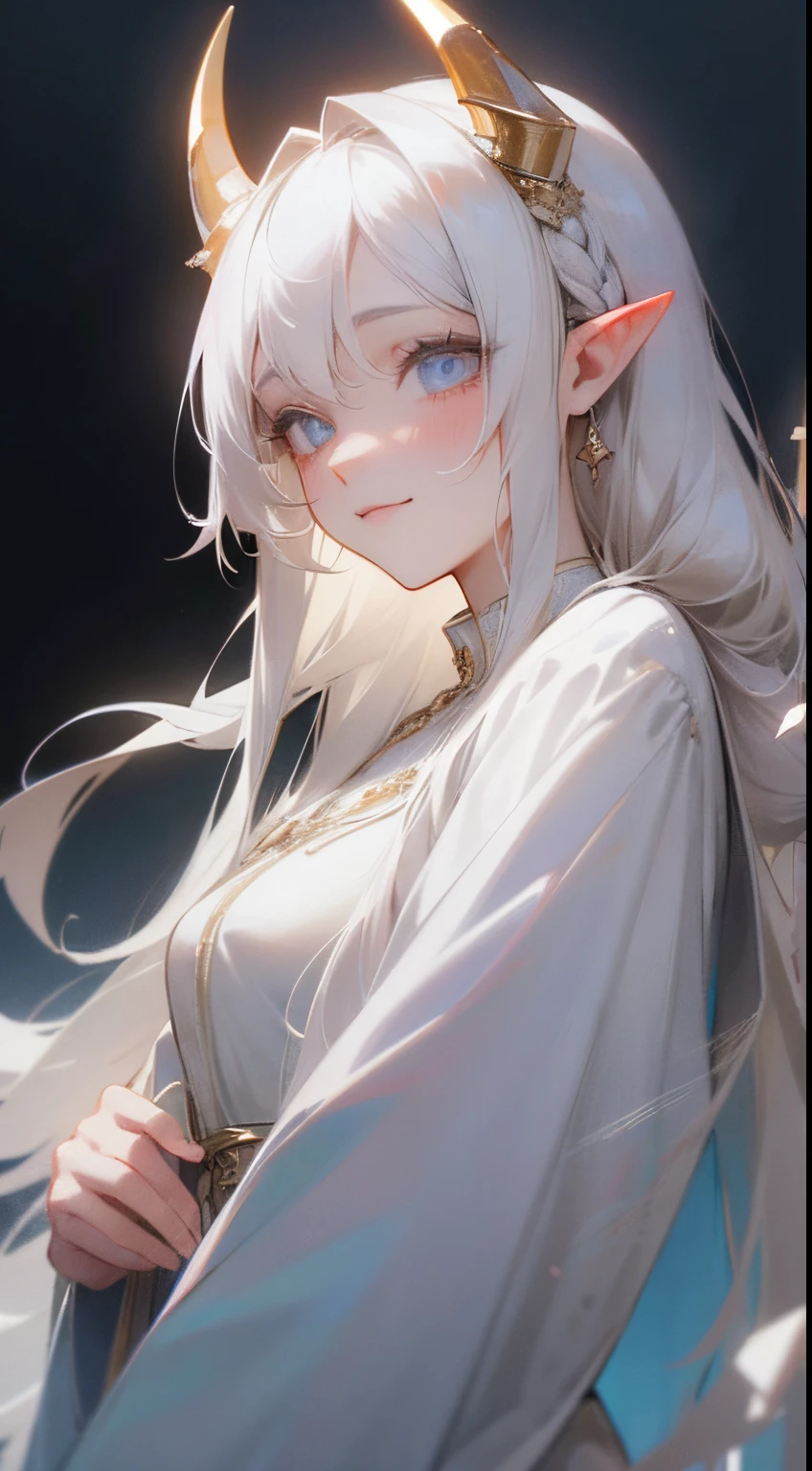 A close up of a person with a white hair and horns - SeaArt AI