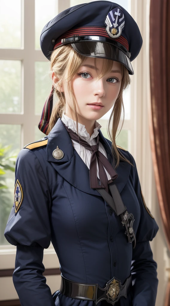 A girl in uniform standing in front of a window, violet evergarden ...