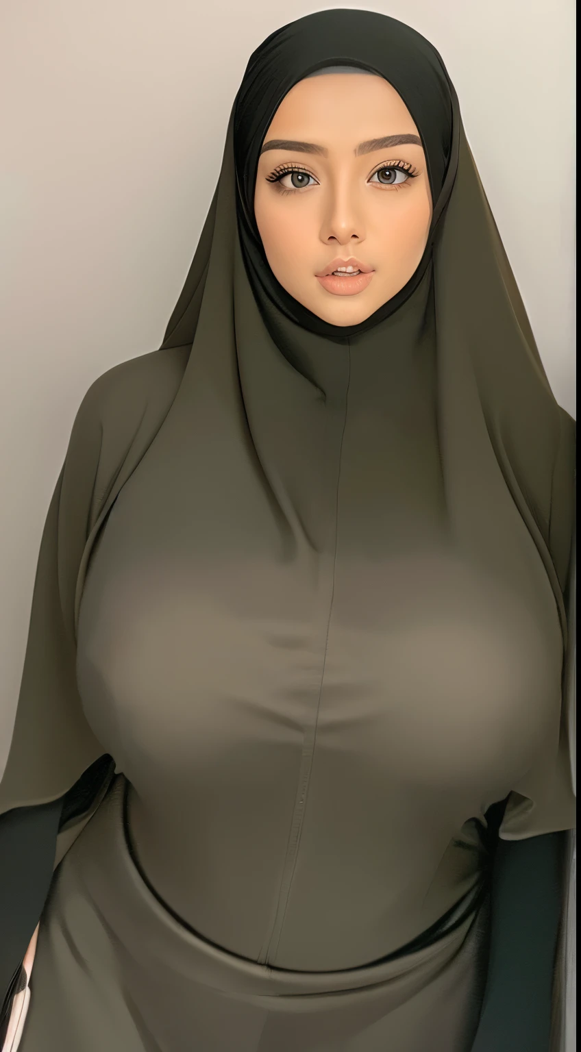 A woman wearing a black hijab and a black top - SeaArt AI