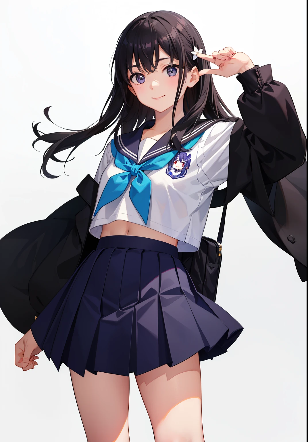 Anime girl in a school uniform posing for a picture - SeaArt AI