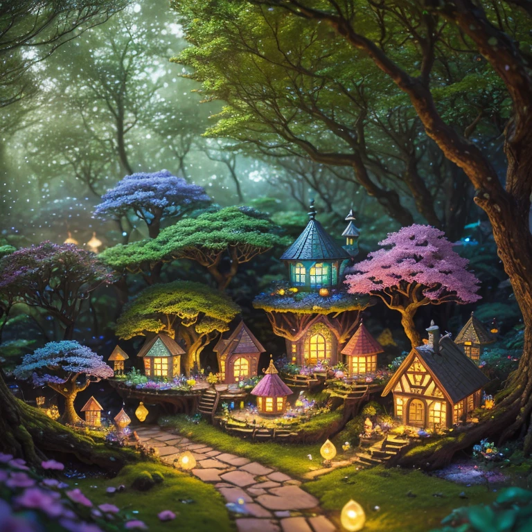In a secluded glade nestled within an ancient forest, a charming fairy ...