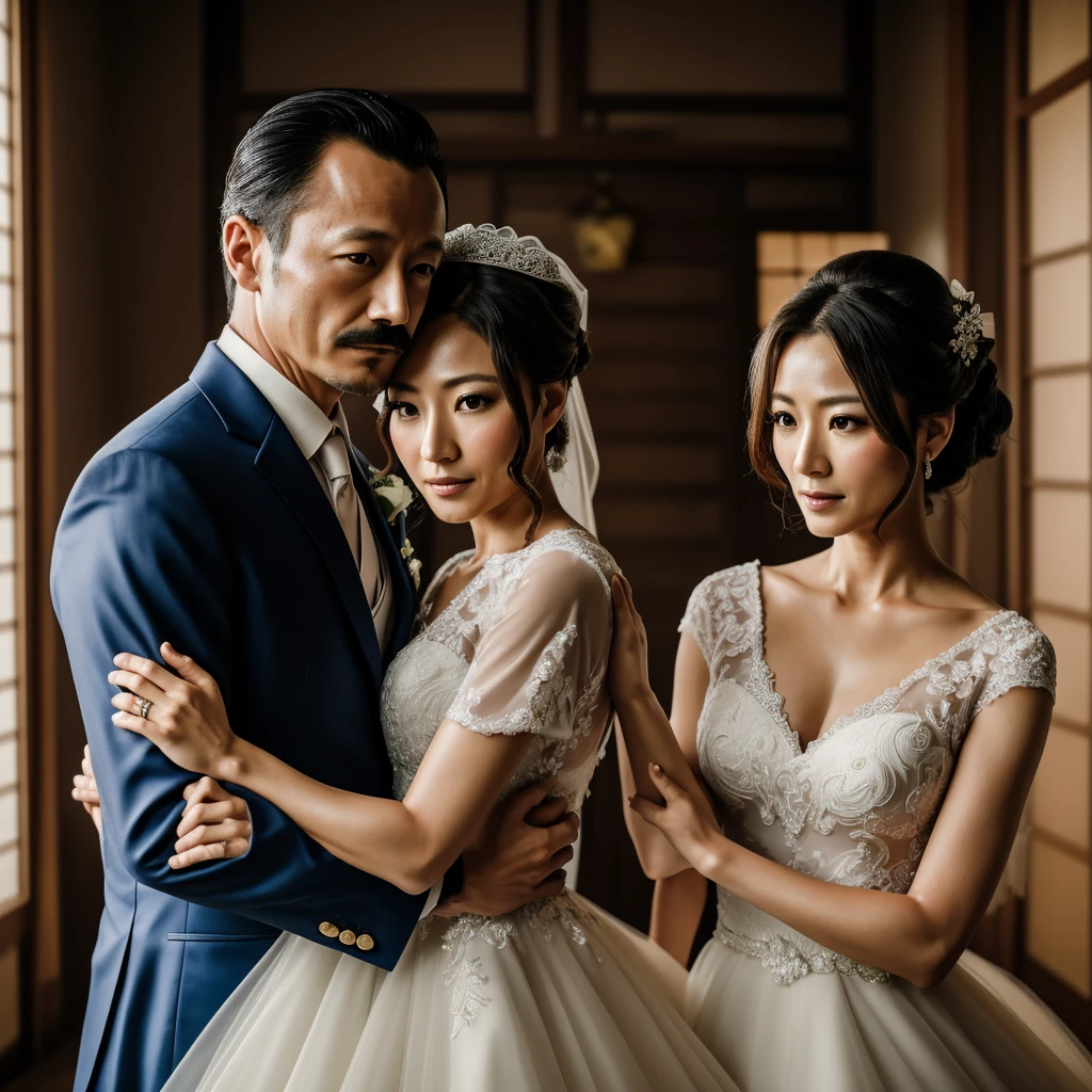 50 years old，Hidetoshi Nakata ，（Kogoro Mouri 1.3), a picture of husband and wife - SeaArt AI