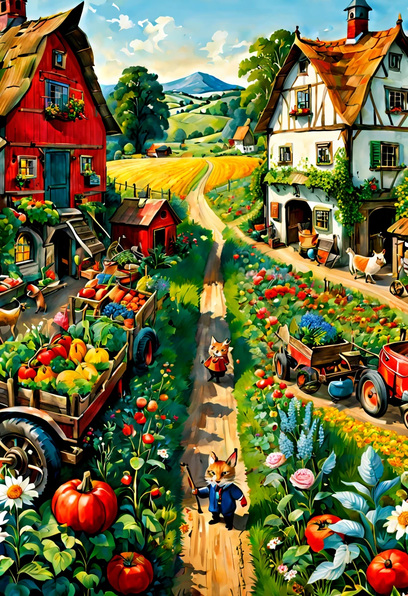By Richard Scarry and Elsa Beskow, Farm, intricate, (best quality ...