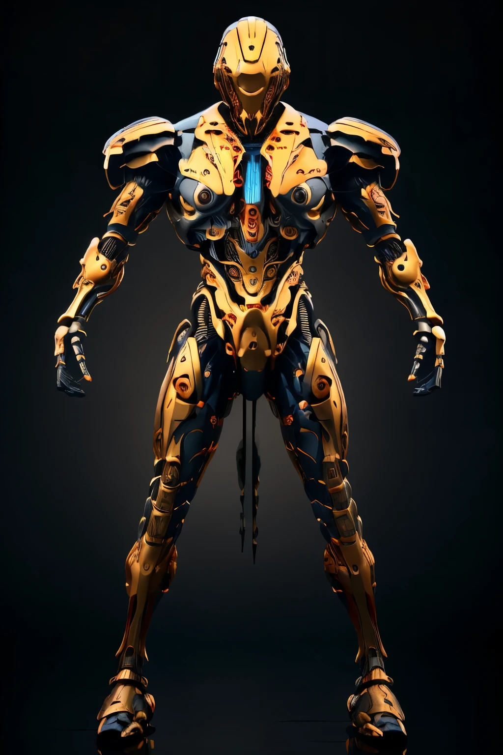 A close up of a robot with a glowing face and arms - SeaArt AI