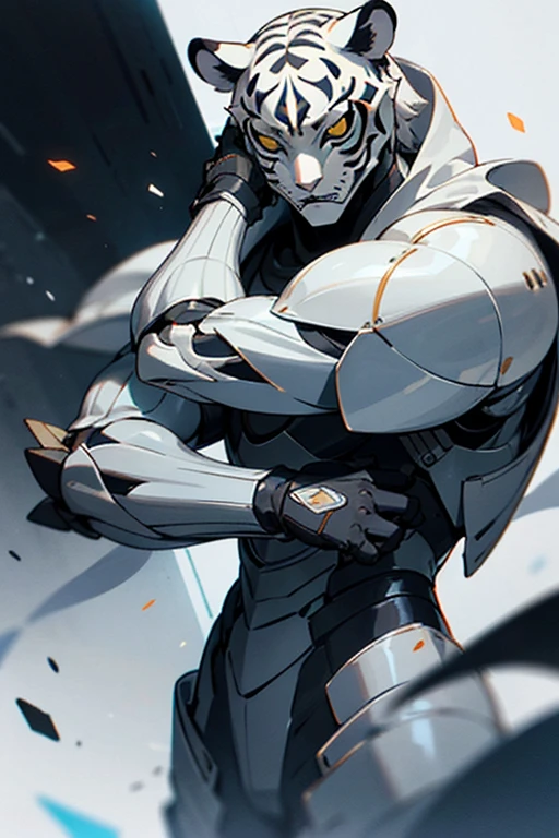 Whitetiger is a white tiger half humanoid and half futuristic armor ...