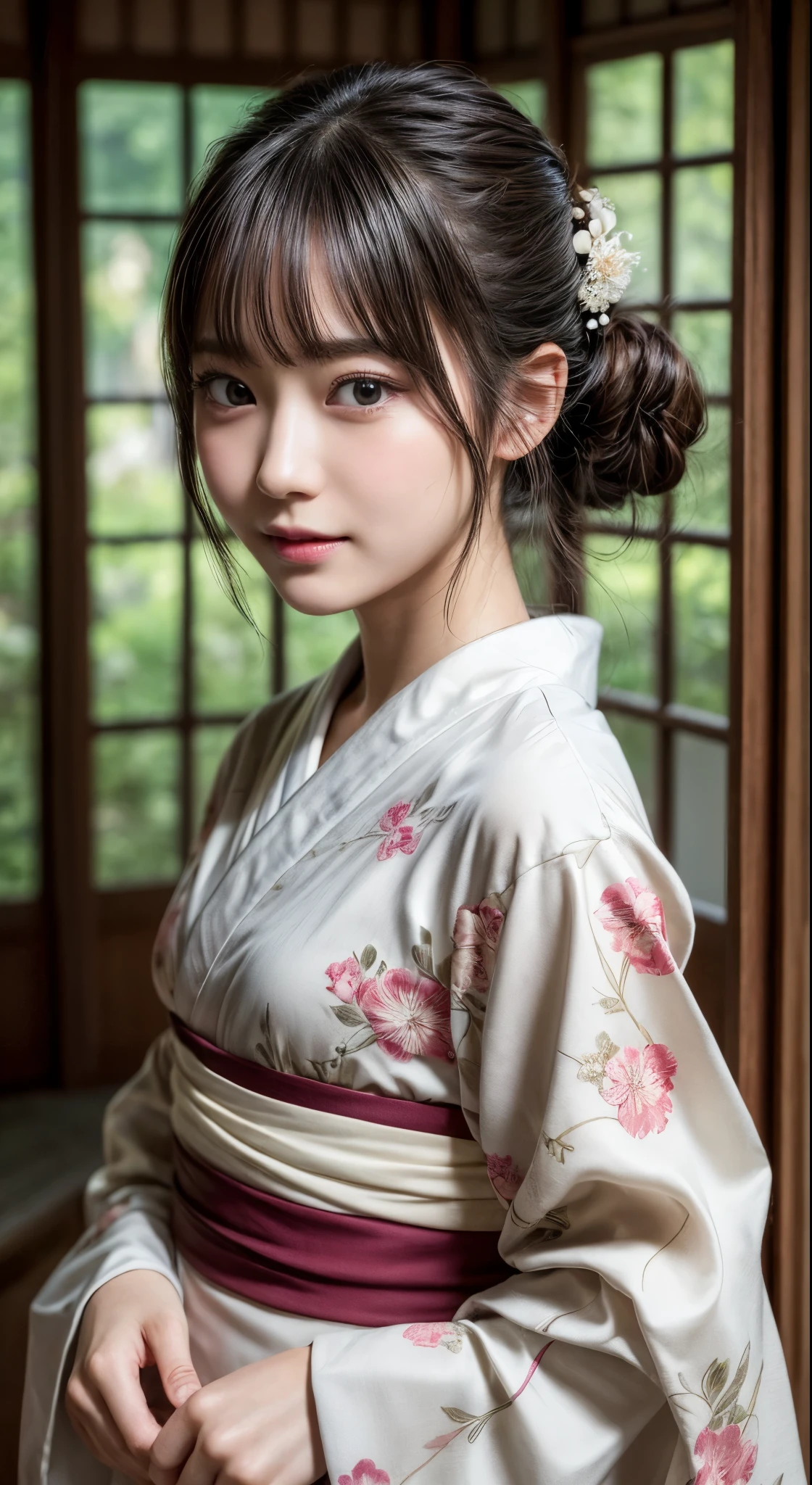 A woman in a kimono is posing for a picture - SeaArt AI
