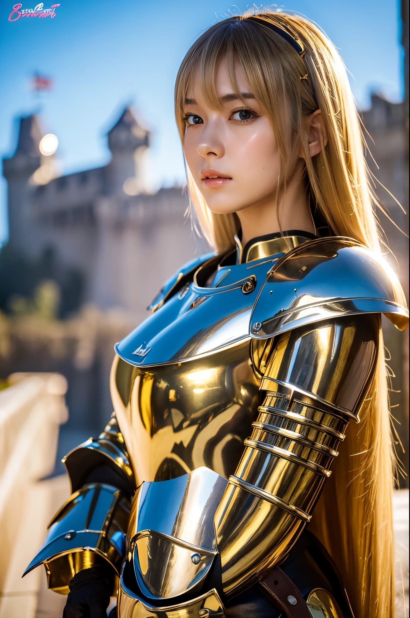 A close up of a woman in armor posing for a picture - SeaArt AI