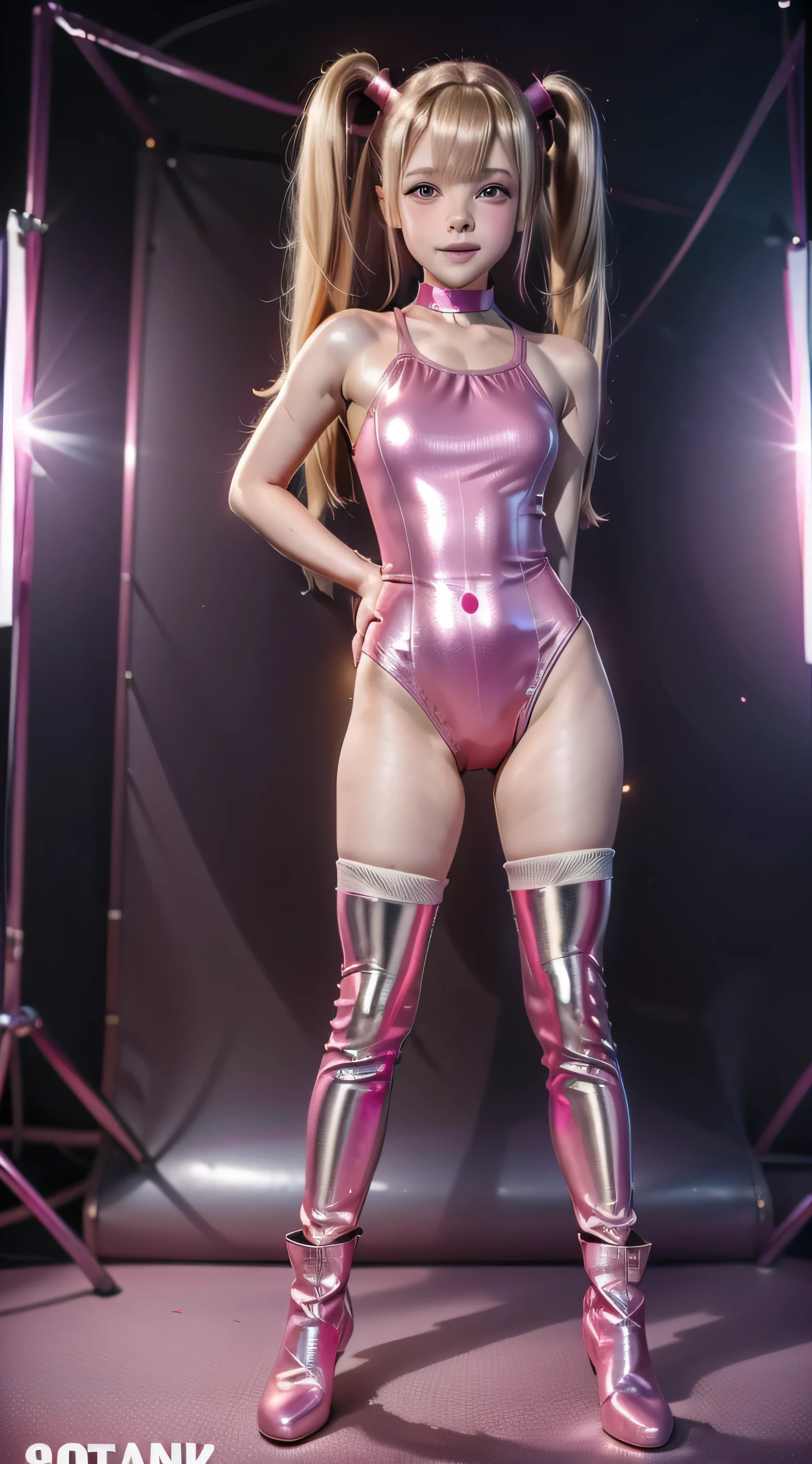 A close up of a woman in a shiny pink outfit - SeaArt AI