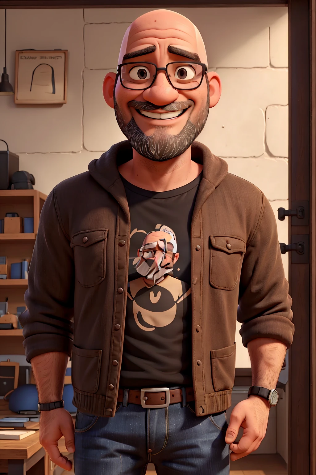 Bald man, with a beard, 40 years old, strong physical stature - SeaArt AI