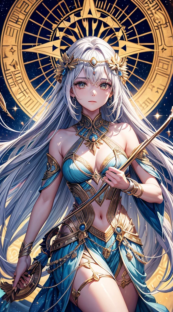 A goddess inspired by the zodiac, blending traits of Artemis and the stars - SeaArt AI