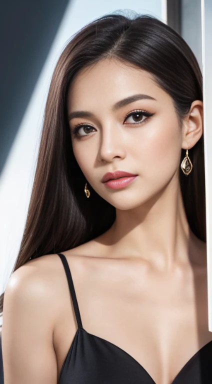 Imagine a captivating female face with a harmonious blend of American ...