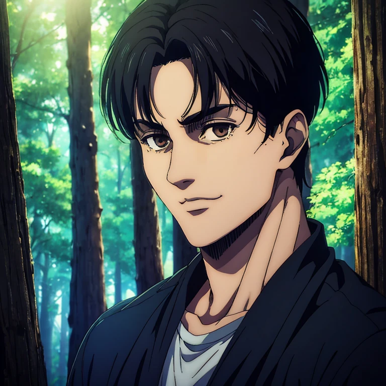 A male character who has brown eyes and black short hair in the Mappa ...