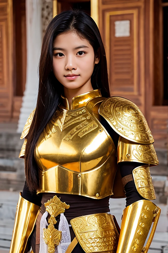 Thai Female Warrior, 20 age, Dressed in white Thai military armor with ...