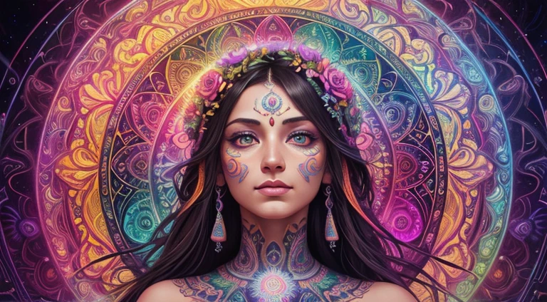 ((Chakras)) (Alex Grey) (View from above) (Hindu chakras)a painting of ...