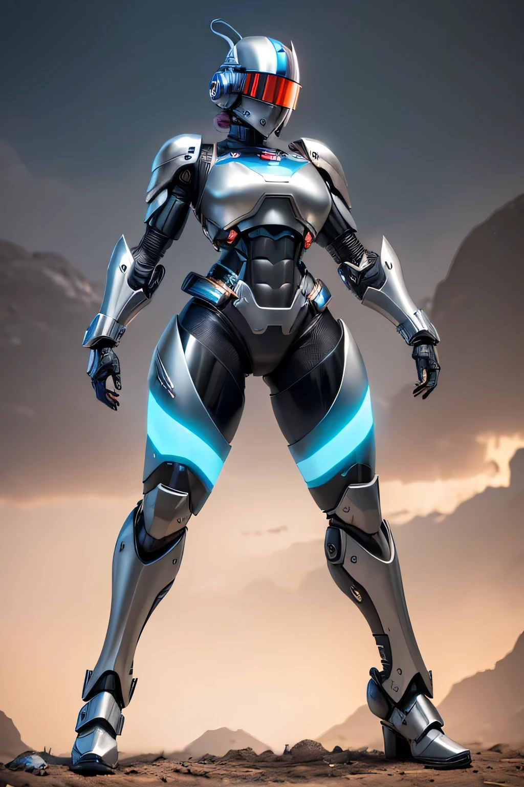 A close up of a robot standing on a desert surface - SeaArt AI