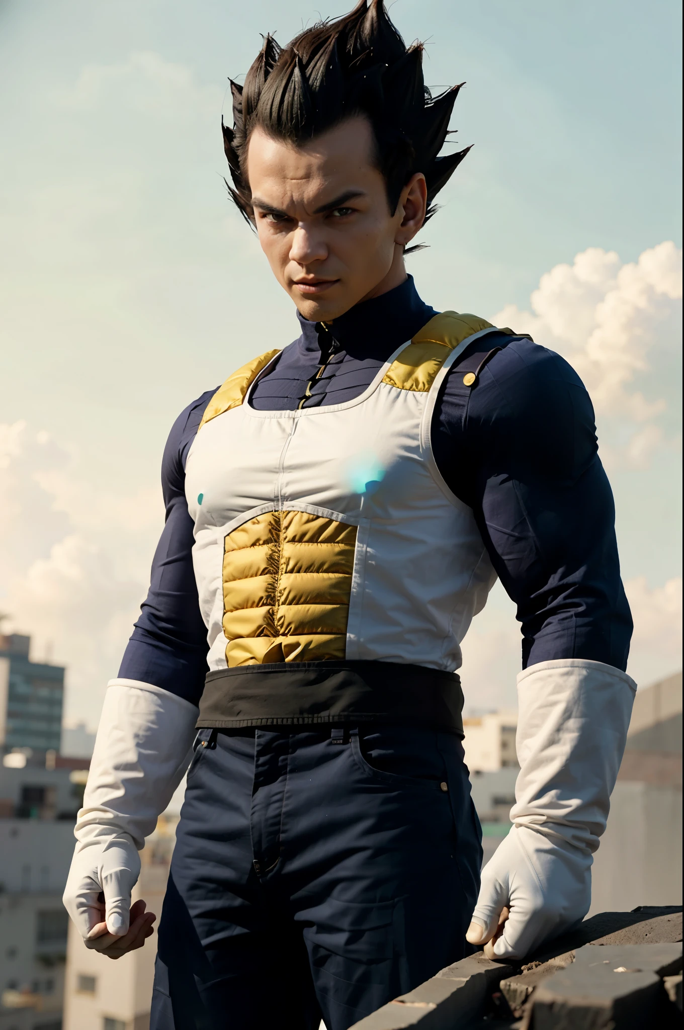 A close up of a person in a uniform standing on a ledge - SeaArt AI