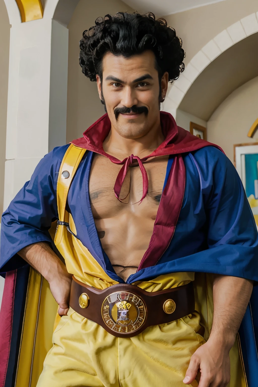 Araffe dressed as a man with a mustache and a cape - SeaArt AI