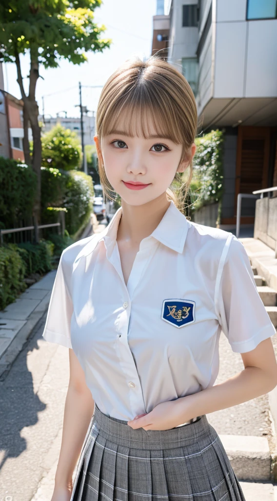 Gray eyes, Korean school uniform, summer school uniform shirt - SeaArt AI