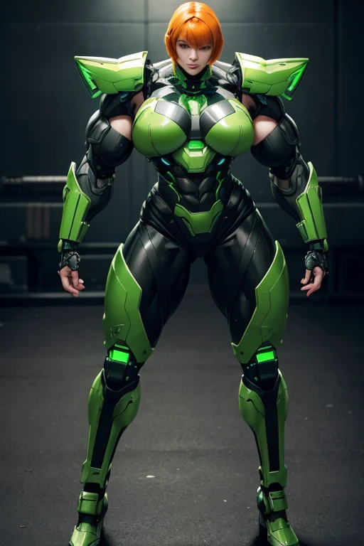 Massive, beautiful, buff, cybernetic, pale skinned, muscular woman with ...