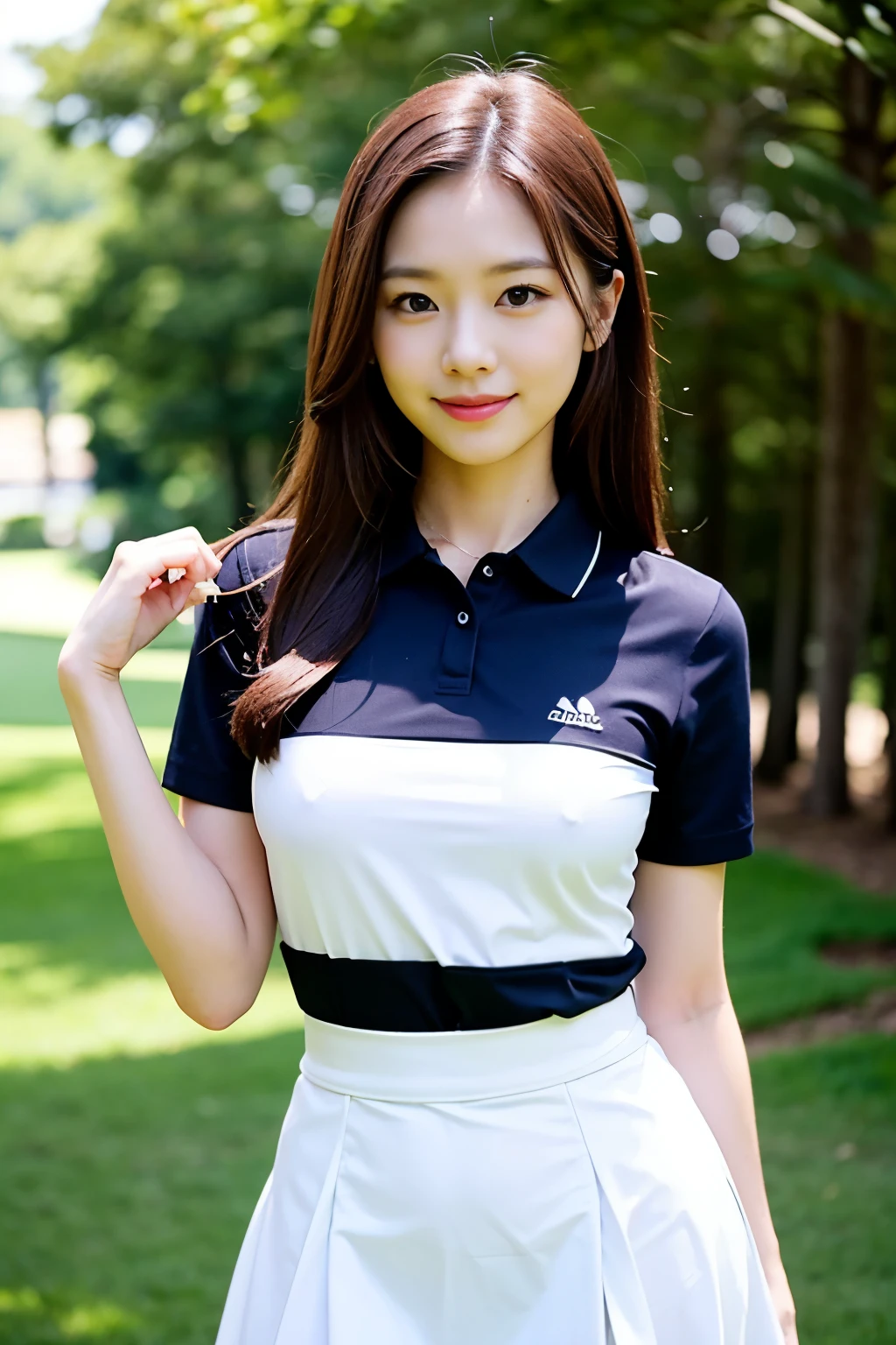 Arafed asian woman in a white dress posing for a picture - SeaArt AI