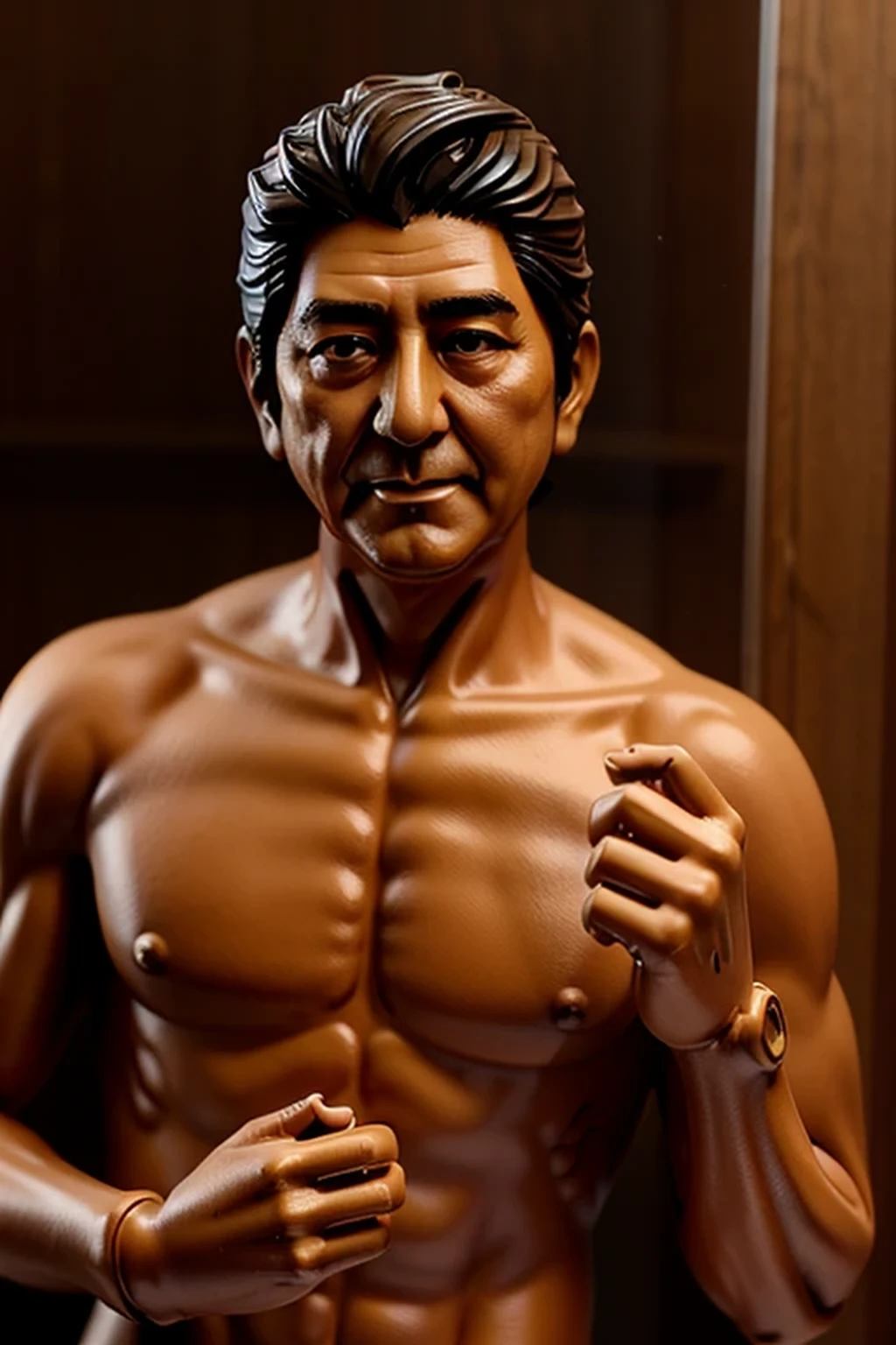 A close up of a statue of a man with a shirt on - SeaArt AI