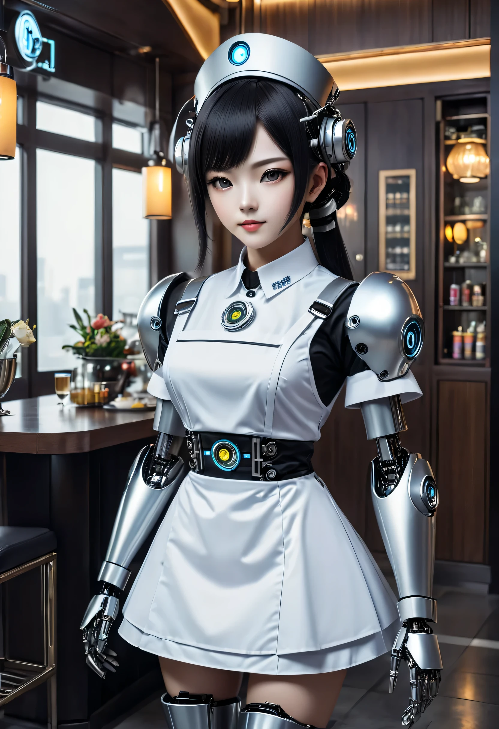 A close up of a woman in a dress and a robot costume - SeaArt AI