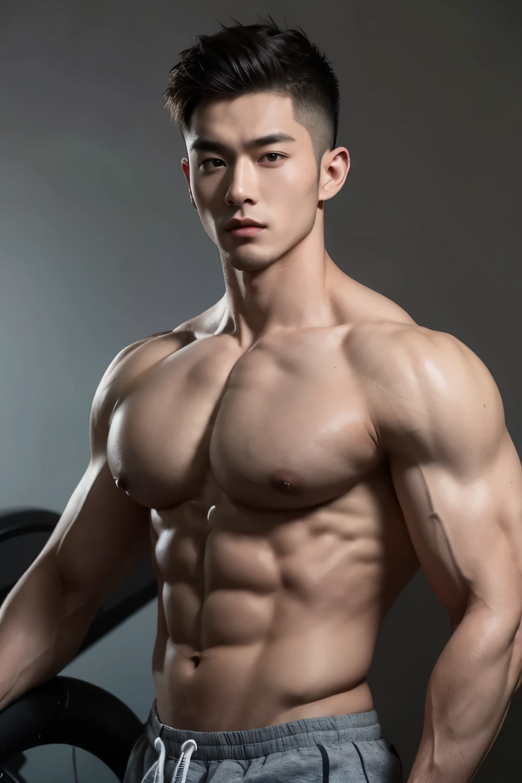 A man with a muscular body is posing for a picture - SeaArt AI