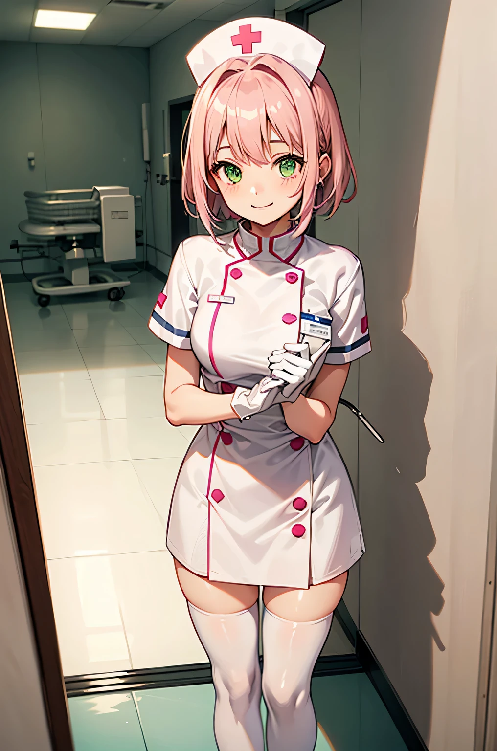 Anime character in a hospital room with a nurse uniform - SeaArt AI