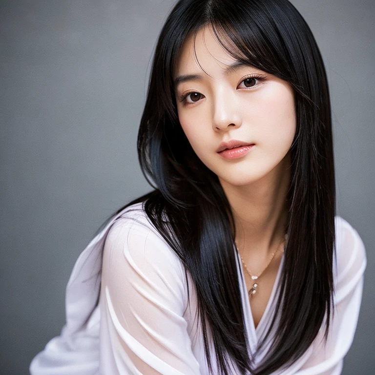 An elegant and beautiful Japanese woman with long black hair who is 173 cm tall - SeaArt AI