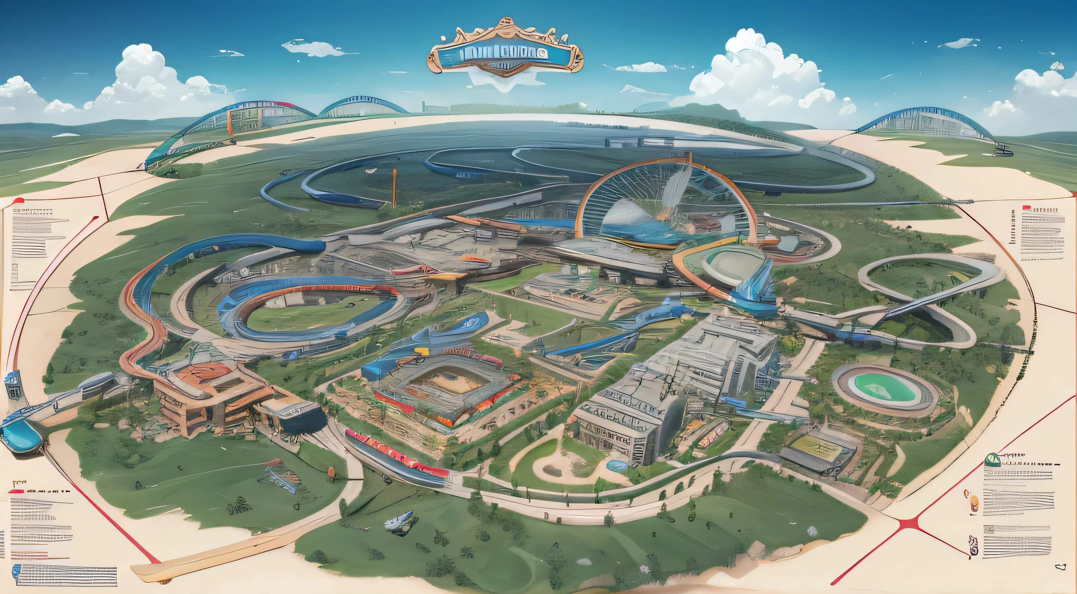 A close up of a map of a theme park with a roller coaster - SeaArt AI