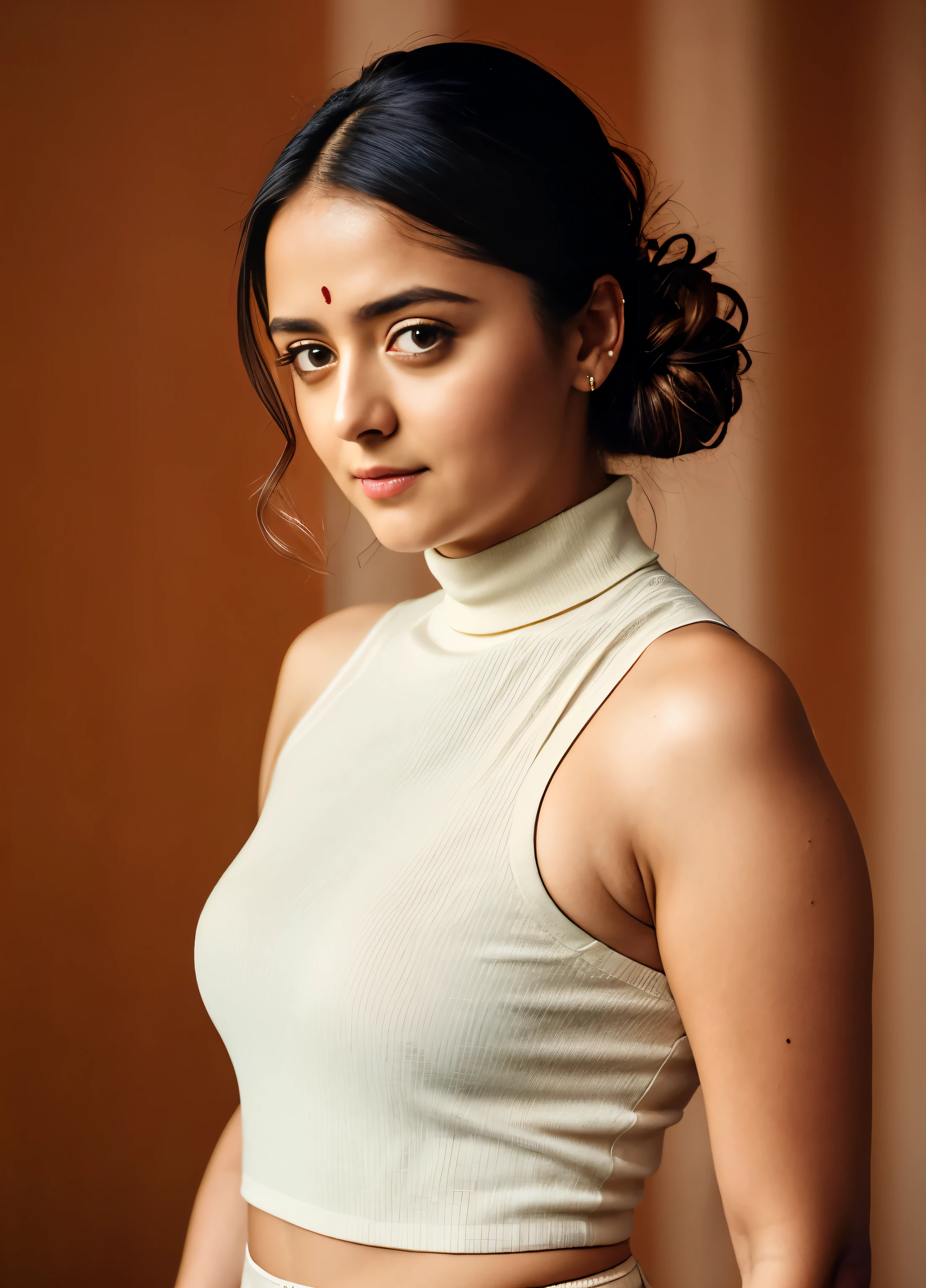 Anusha pandey in a white top and skirt - SeaArt AI