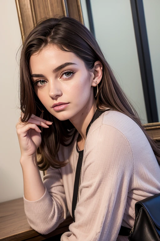 Belle fille, Marron_eyeeautiful mince adolescente de 18 ans, cheveux ...