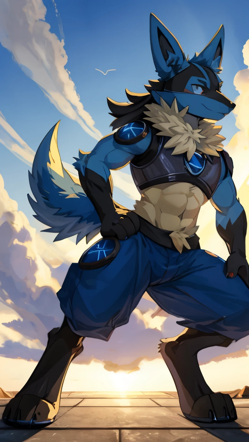 A cartoon picture of a wolf with a sword in his hand - SeaArt AI