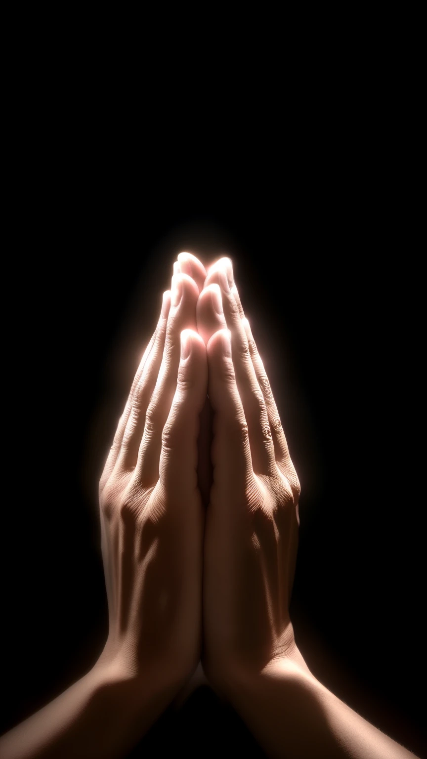 Someone is praying with their hands together in the dark - SeaArt AI