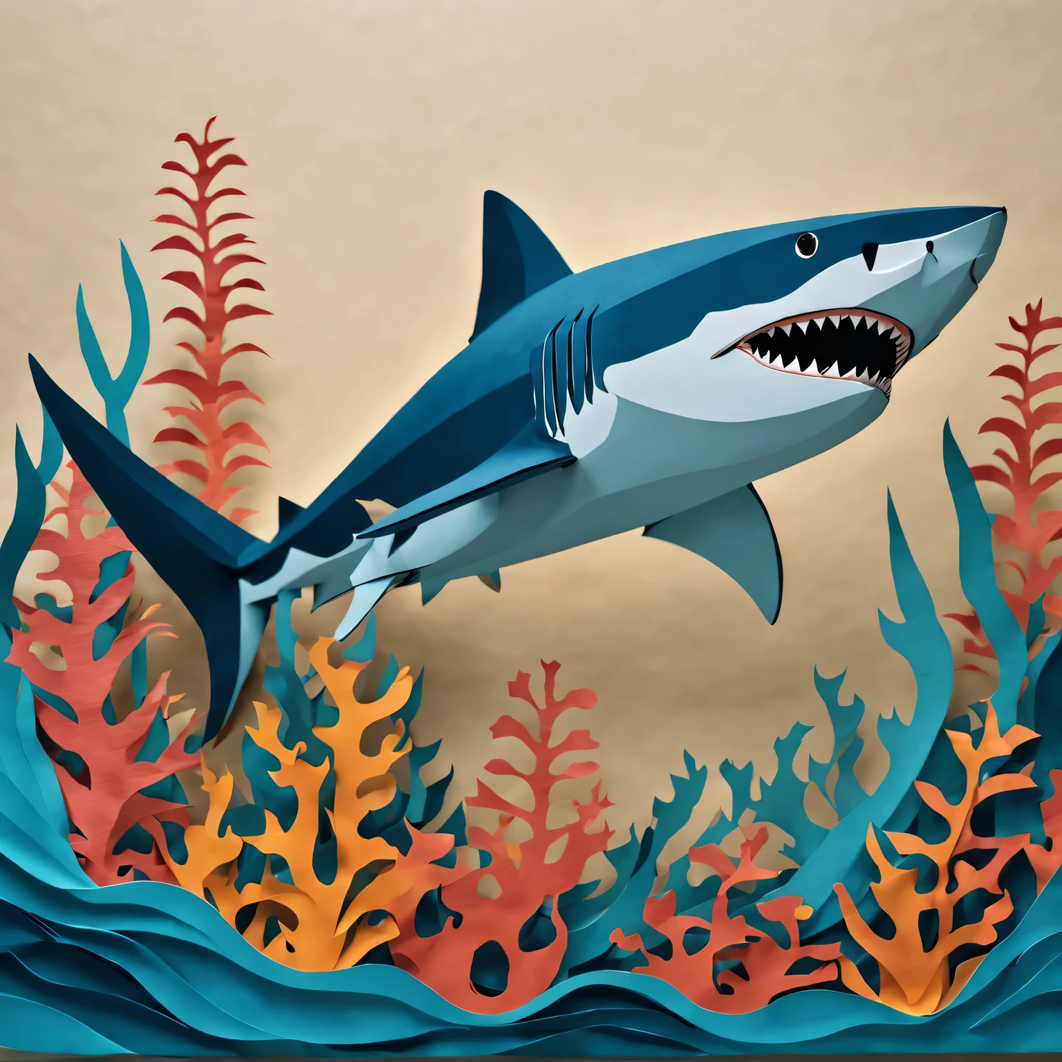 Shark paper-cut art