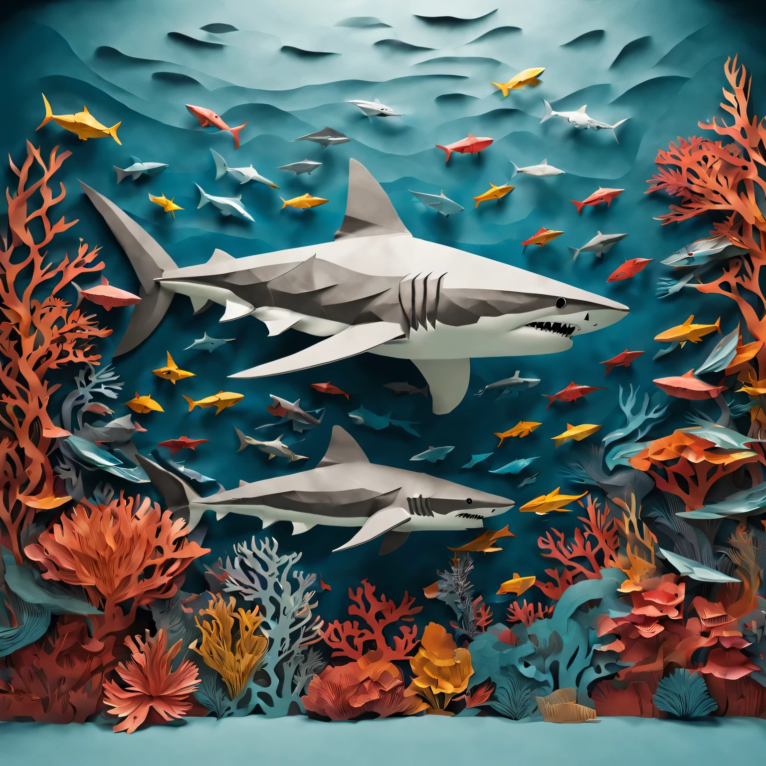 Shark paper-cut art