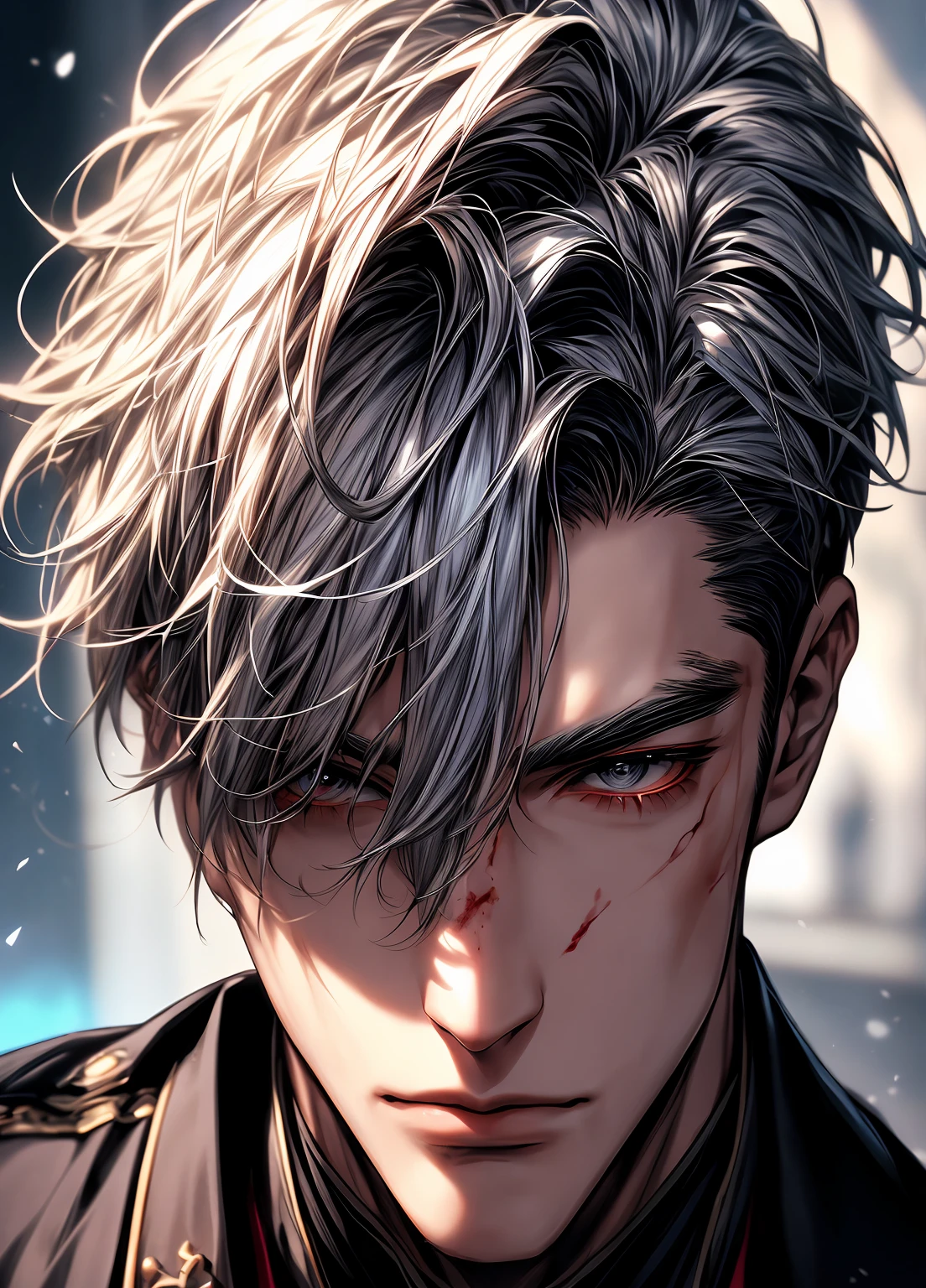 A close up of a person with blood on their face, manhwa, (brave police ...