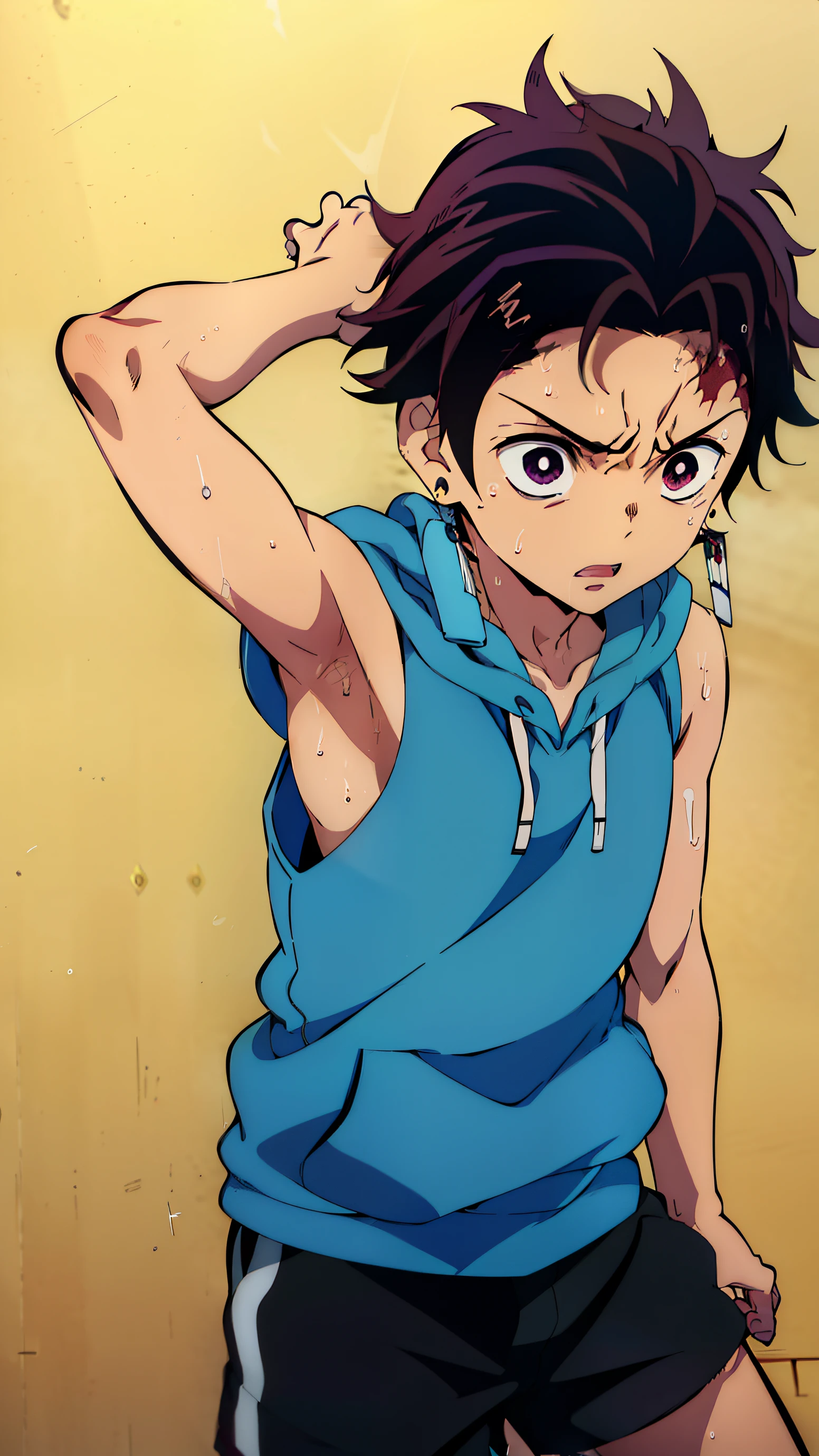 Anime boy with a tennis racket in his hand - SeaArt AI