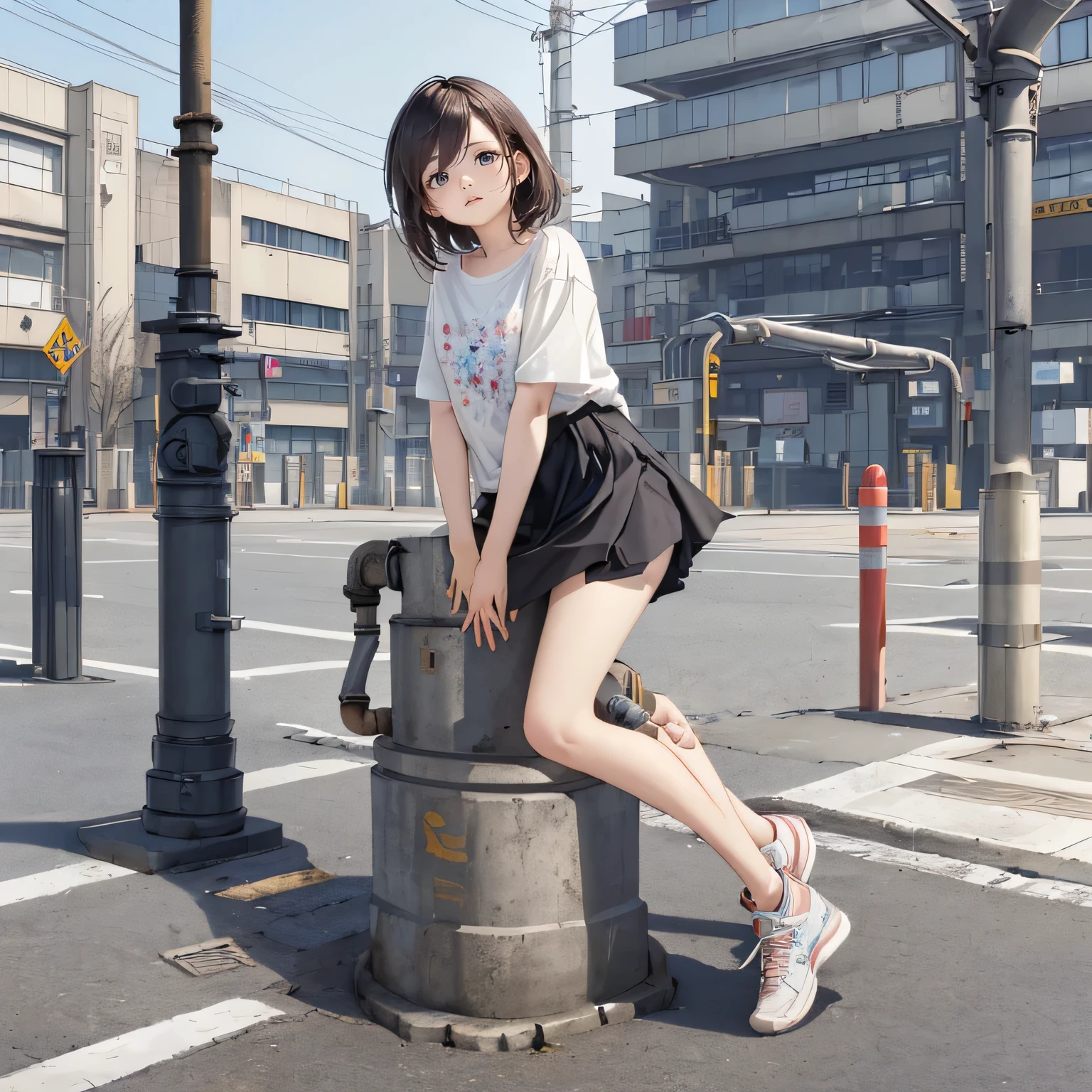 (drooping eyes, sleepy face, angle from below, realistic skin - SeaArt AI