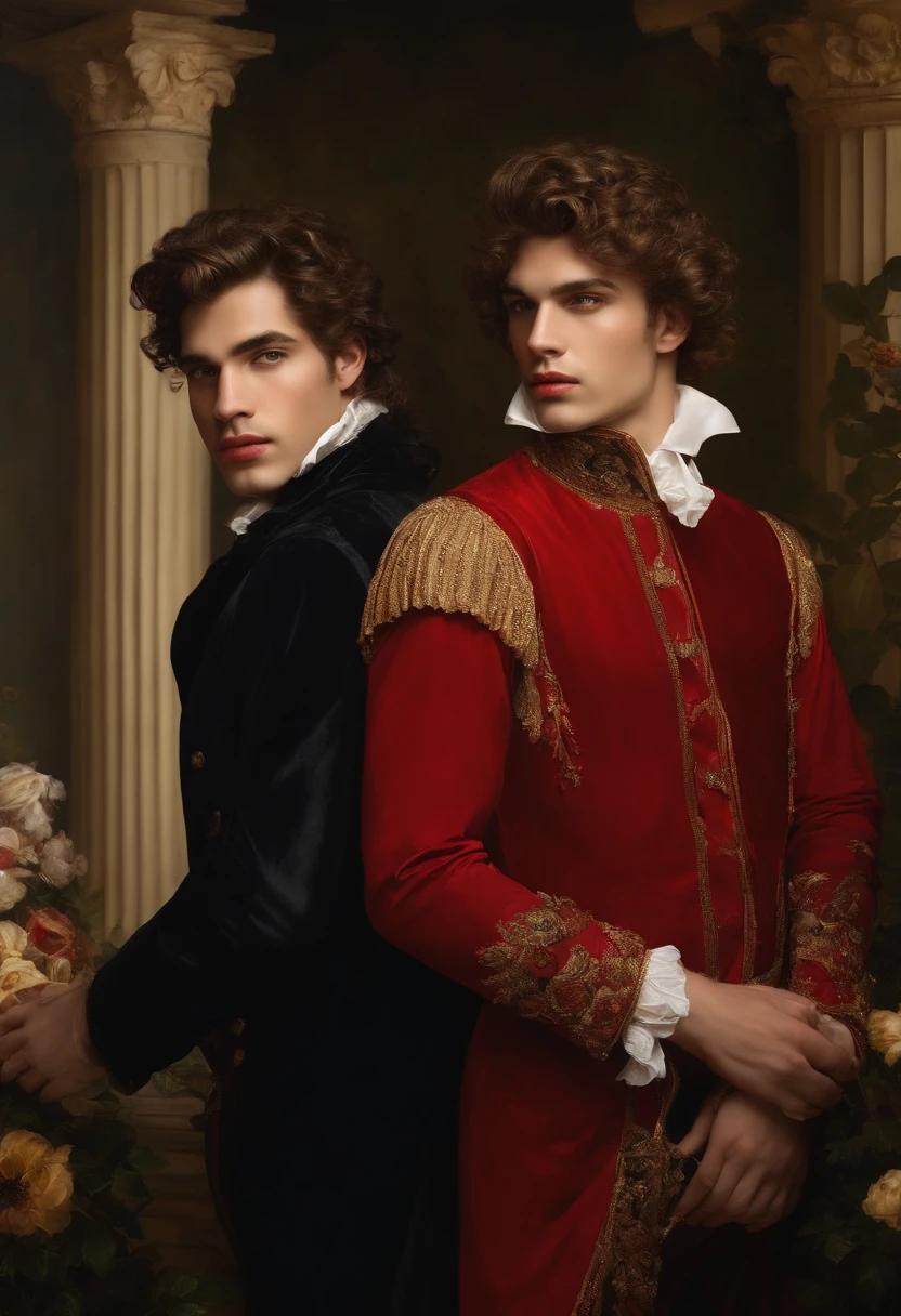 ((Baroque style painting of two men)) earrings and bracelets - SeaArt AI