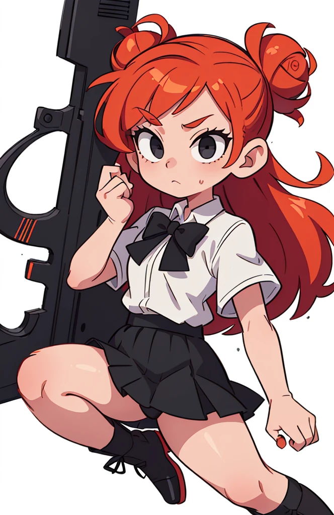 ((Best quality, masterpiece)), 1 Girl red hair yellow highlight hair ...