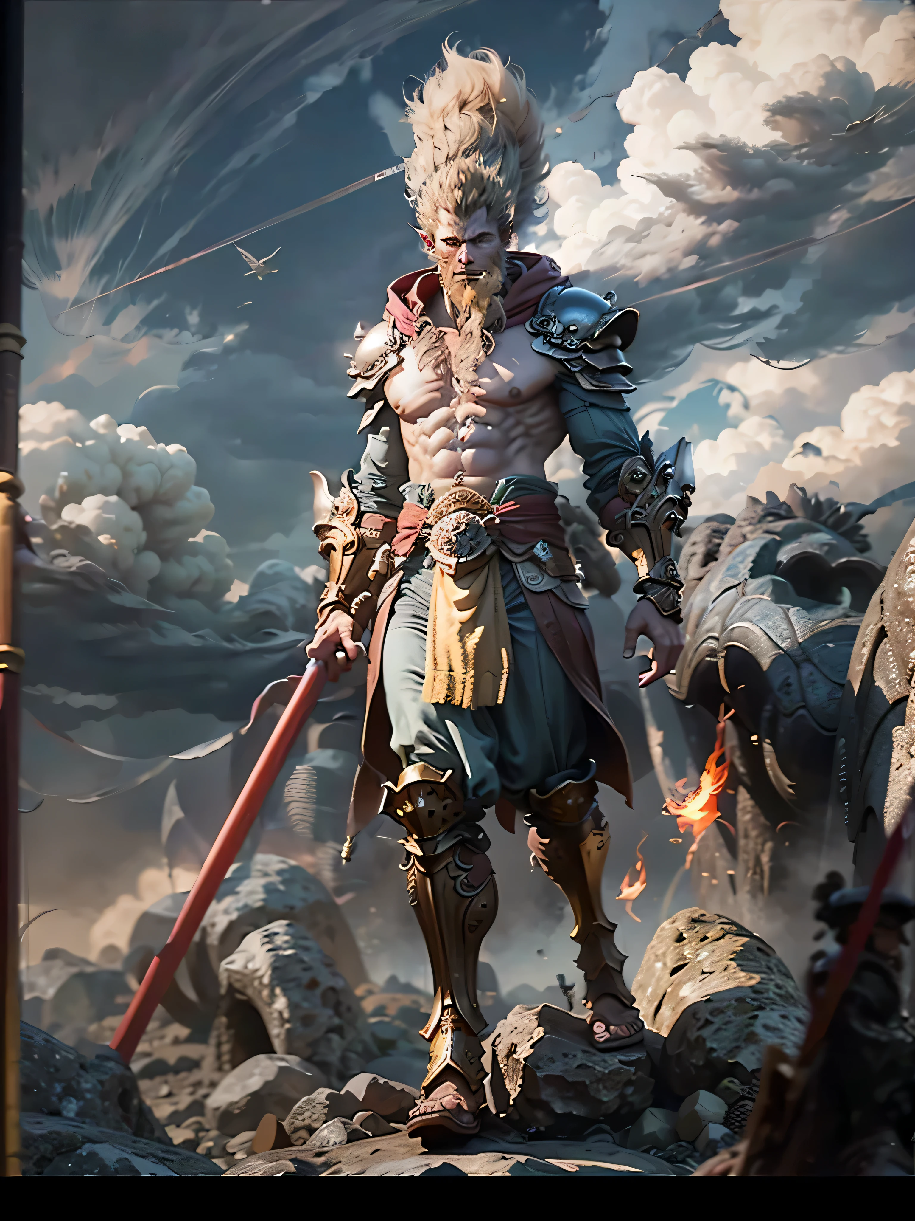 Arafed image of a man with a sword and a sword in his hand - SeaArt AI