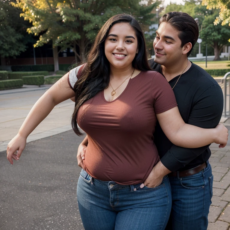 Chubby fat bbw nerdy latina young woman (20 years old), chubby belly - SeaArt AI